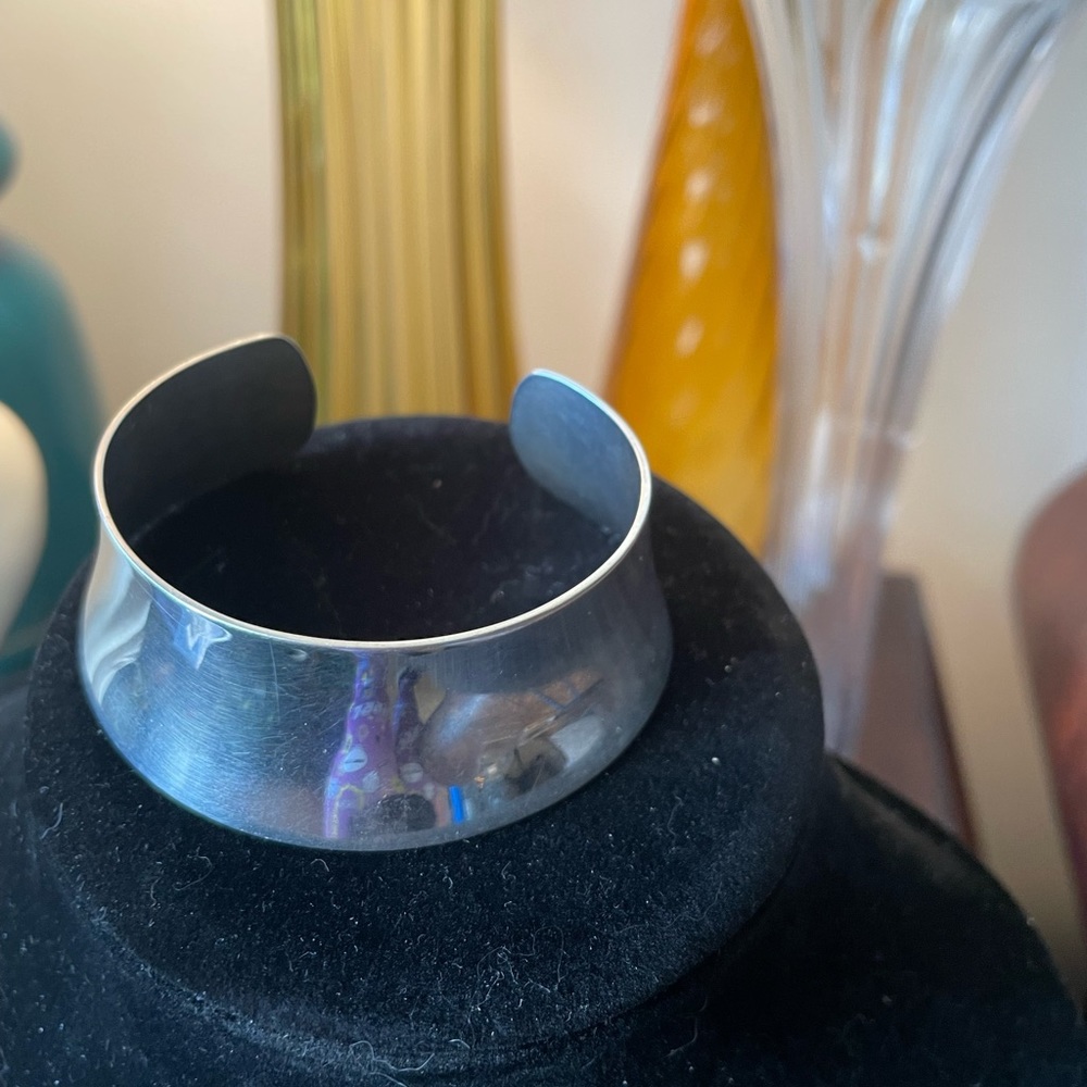 Vintage Ej Sterling Silver Denmark Cuff - Gem